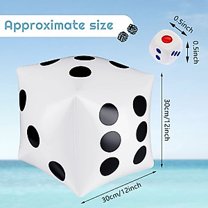 Sumind 12 Inch Jumbo Inflatable Dice Outdoor Fun Huge Inflatable Dice Set Include 3 Jumbo Inflatable Dices, 10 Pieces 12 mm Plastic Dices for Indoor Outdoor Broad Game and Pool Party Supplies Prop Toy