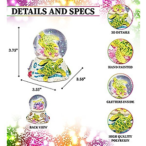 COTA Global Sea Turtle Stone Snow Globe - Sparkly Water Globe Figurine with Sparkling Glitter, Collectible Novelty Ornament for Home Decor, for Birthdays, Christmas, and Valentine's Day