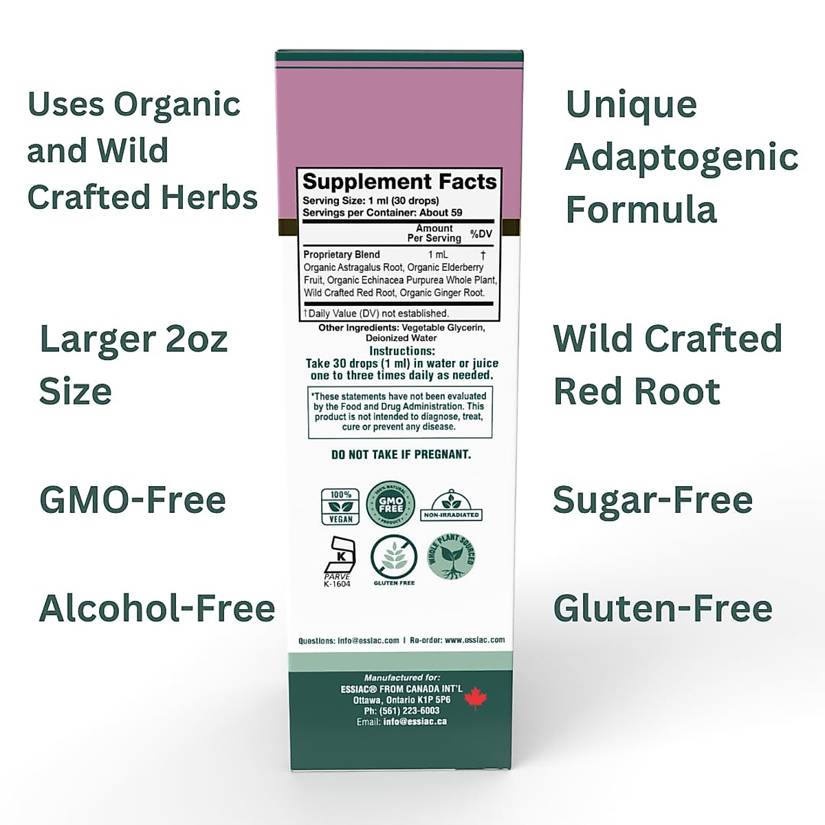 Lymphatic Drops, All Natural Concentrated 5 Herb Formula Alcohol-Free, Sugar-Free, Whole Plant Certified. 2oz up to 2 Months Supply. 100% Vegan Herbal Supplement, Certified Kosher