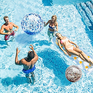 TURNMEON 5 Pack Sequins Beach Ball Jumbo Pool Toys Balls 16 Inch 24 Inch Giant Confetti Glitters Inflatable Clear Beach Ball Swimming Pool Water Beach Toys Outdoor Summer Party Favors for Kids Adults