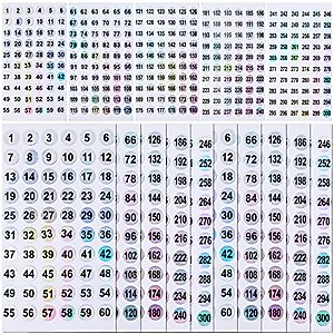 Thinp 15 Sheets Glitter Number Stickers 1 to 300 Consecutive Number Stickers Self Adhesive Round Number Stickers Labels for Inventory Storage Organizing DIY Scrapbooks Greeting Cards Arts Craft