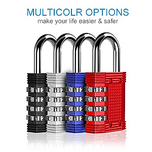 ZHEGE Combination Lock, 4 Digit Outdoor Waterproof Padlock for School Gym Locker, Fence, Gate, Toolbox (Blue)