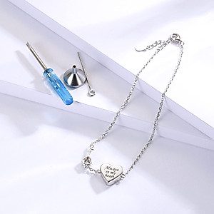 Love Heart Padlock Urn Bracelet - Sterling Silver Always in My Heart Ashes Keepsake Memorial Locket Cremation Jewelry Gifts for Women Loss Loved Ones