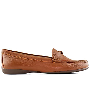 Marc Joseph New York Womens Casual Comfortable Genuine Leather Lightweight Driving Moccasins Classic Fashion Twisted Penny Slip On Ladies Driving Loafer Flat Shoes Cognac Tumbled 9