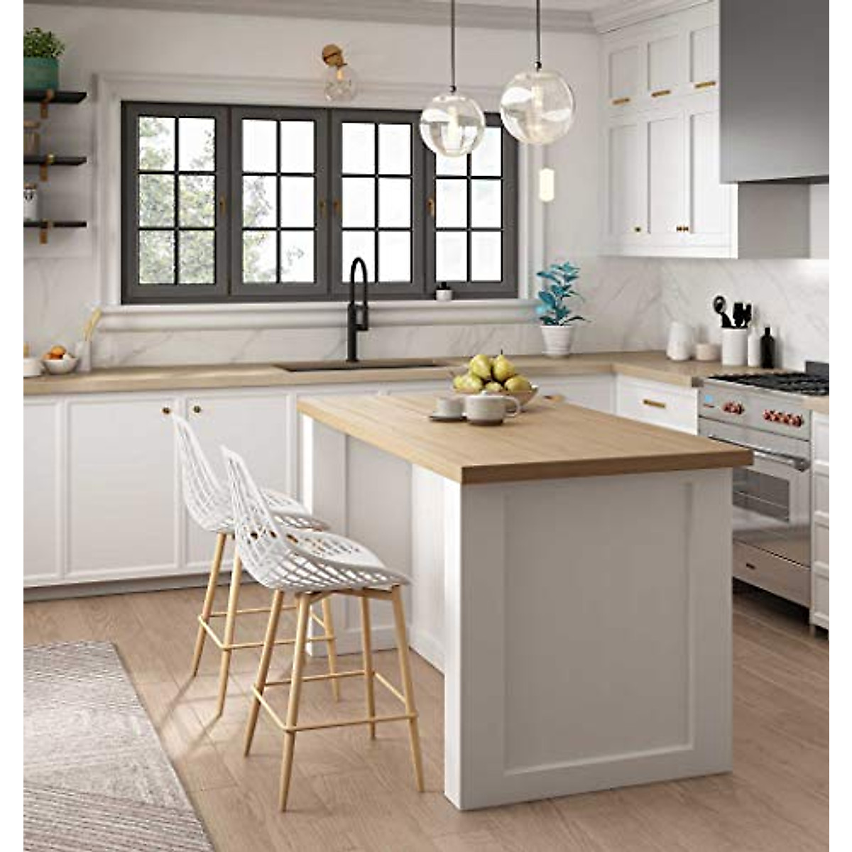 Jamesdar Camber Counter Chair (Set of 2), White/Natural