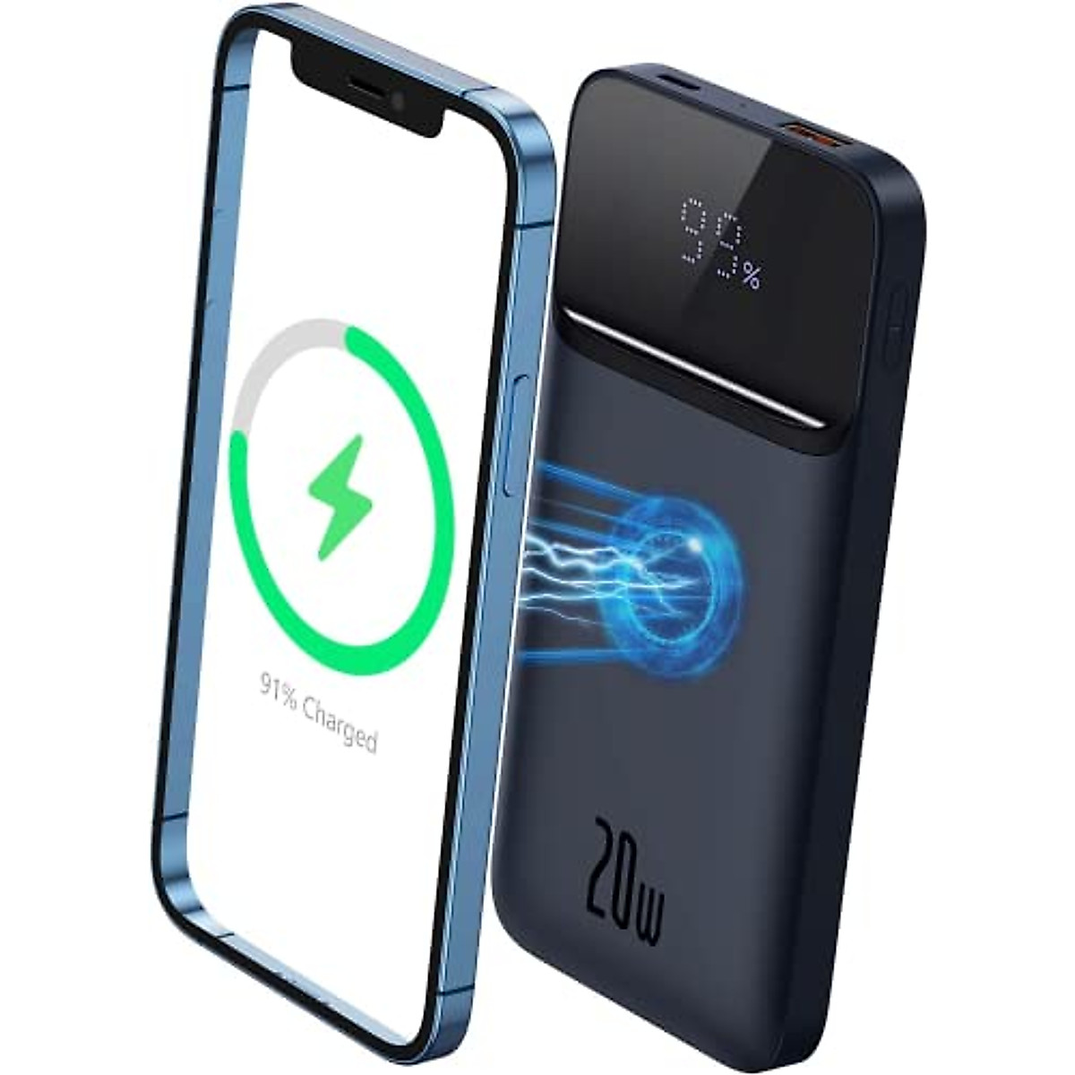 Baseus Magsafe Battery Pack, Wireless Portable Charger Stronger Magnetic for iPhone 14/13/12 Series, PD 20W Fast Charging Wired Power Bank for iPhone Magsafe Accessories