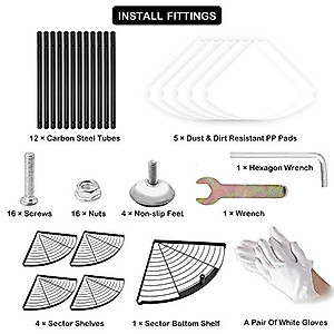 Winterworm 5-Tier Metal Corner Shelf,Black Carbon Steel Kitchen Corner Shelf Pot Storage Rack for Home Office Kitchen Organizer