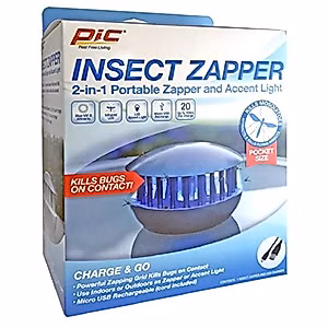 PIC CORP PBZ 2-in-1 Portable Insect Zapper and Accent Light, One Size, Gray
