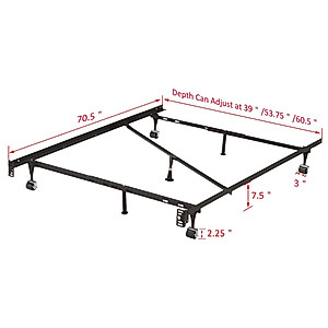 KB Designs - Metal Commercial Grade Adjustable Bed Frame, Twin Twin XL Full Full XL Queen
