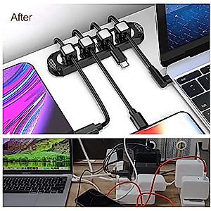 Dracool Magnetic Cable Holder 6 Slots Cable Clips Wire Management Cord Holders for Cables Self Adhesive Sticky for Desk Wall Desktop Car Office Home USB Cable Power Wire Mouse Cable-Black