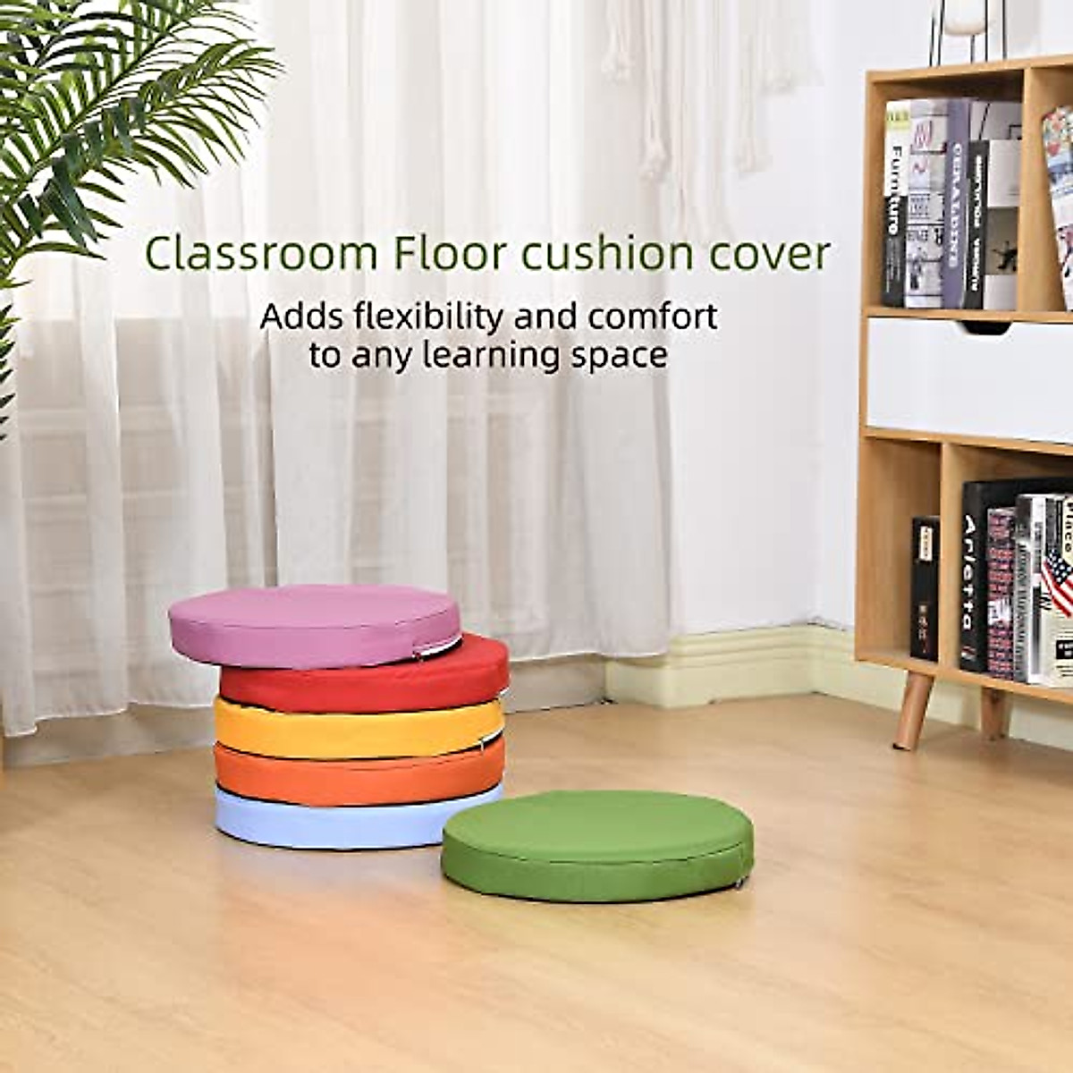Round Floor Cushion Cover With Handle, Floor Cushions Replacement Cover for Kids, Floor Cushions Cove for Classroom, for Flexible Seating for Home, Daycare, Preschool, Classroom and Meditation, Round