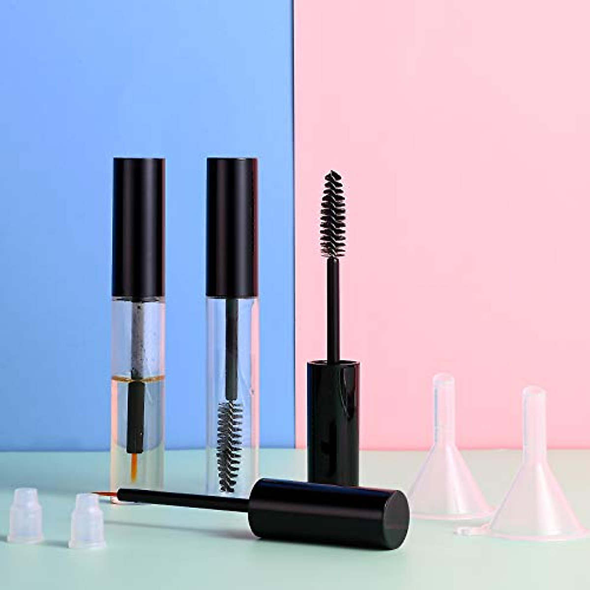 12 Pieces 10 ml Empty Mascara Tubes Eyelash Serum Tubes and Eyeliner Tubes Set Includes 4 Eyelash Cream Container Bottle, 4 Liquid Eyeliner Mascara Container, 4 Funnels for Castor Oil DIY Mascara