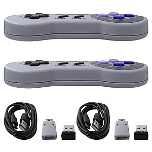 USonline911 2 Pcs 2.4GHz Wireless Gamepad Controller For Super Nintendo NES & SNES classic mini Wireless Console controller joystick games