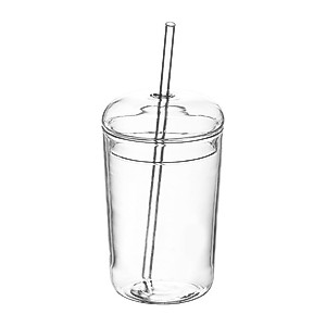 DOITOOL Glass Cups with Lid and Straw- Clear Aesthetic Cups Boba Cup- Glass Water Bottles Reusable Tumbler with Lid and Straw for Bubble Tea Juice Iced Coffee