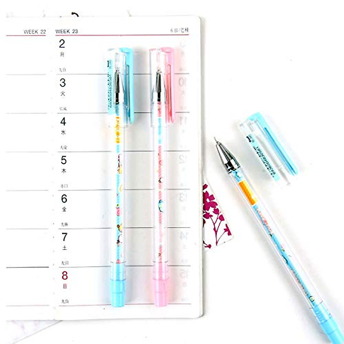 0.38mm Premium Fine Point Student Style Neutral Pen Needle Cartoon Lovely South Korea Fashion with Each Box of Fresh and Transparent for Primary School Students， Office Pens writing (black ink）