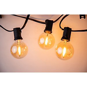 Sphoon Pack of 25 G40 Amber Glass Led Replacement Bulbs, 1W Equivalent 10W E12 Screw Base Soft Warm 2200K Globe Light Bulb for Indoor & Outdoor Led String Light Party Patio Garden Decor, CRI 90+