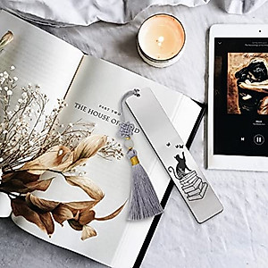 Ptzizi Funny Metal Engraved Cat Bookmark with Tassel Inspirational Bookmark Clip for Friends Teachers Students Book Lovers Cat Lovers Retirement Teacher's Day Graduation Christmas Birthday Gifts