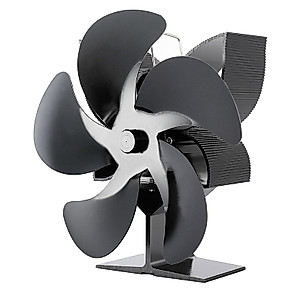 Saycker 5-Blade Fire Fans Heat Powered Stove Fan for Fireplace Wood/Log Burner/Fireplace Increased Efficiency(Black)