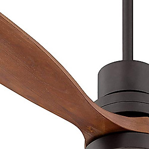 Casa Vieja 52" Casa Delta-Wing Modern 3 Blade Indoor Outdoor Ceiling Fan with LED Light Remote Control Solid Wood Oil Rubbed Bronze Damp Rated for Patio Exterior House Porch Gazebo Garage
