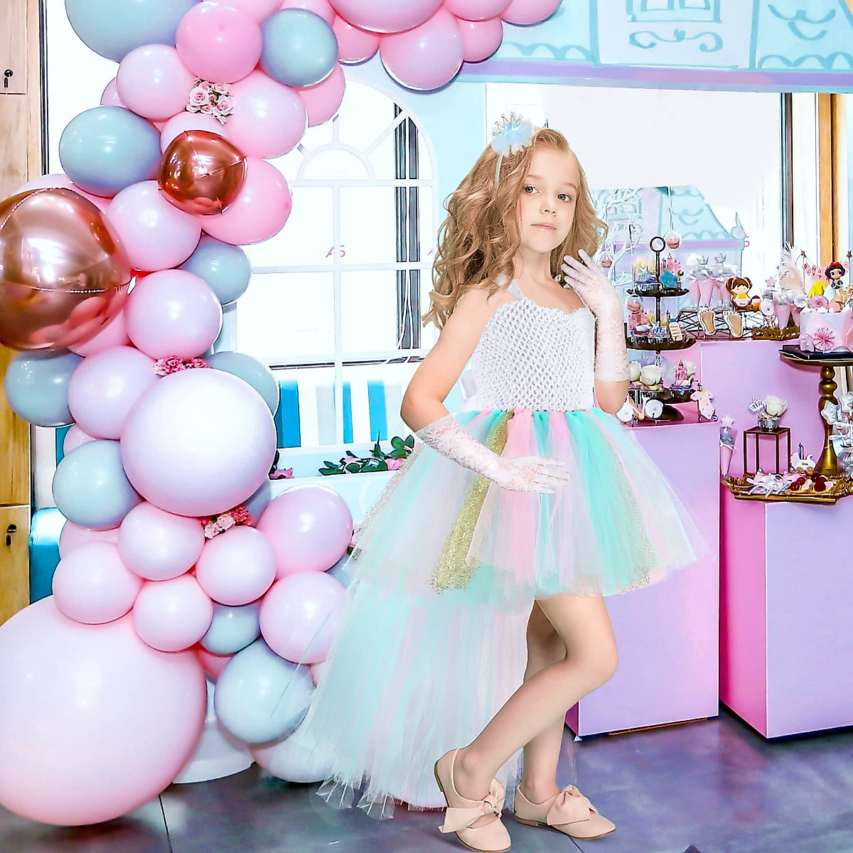 Girls Tutu Dress Toddler Handmade Rainbow Tulle Party Dresses for Birthday Outfit,Photography Prop,Christmas(7-8 Years)