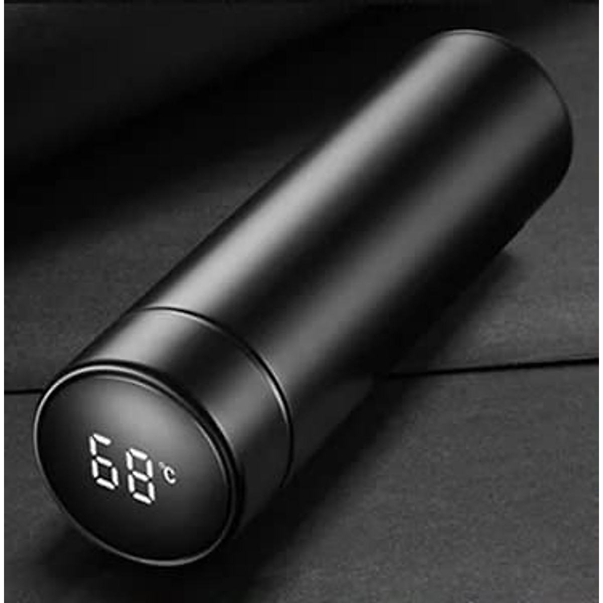 BestJenara Insulated Water Bottle with LED Display Coffee Vacuum Thermos Bottle Keep Drinks Hot or Cold for Travel School Office (Black, 17 fl oz)