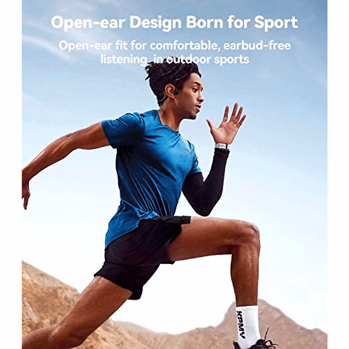 Open Ear Headphones, QODISA Wireless Air Conduction Headphones with Mic, Sport Headphones Bluetooth 5.3 IPX6 Waterproof Music Call-answering Lightweight for Running Workout Hiking Driving Cycling