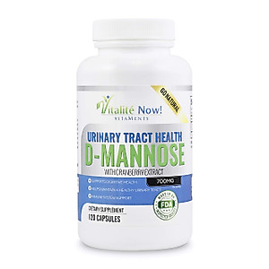 High Strength Pure D-Mannose with Cranberry Extract for Natural Urinary Tract Infections and UTI Support - Digestive Health - Immune System Support - 700mg - Non-GMO - 120 Pills