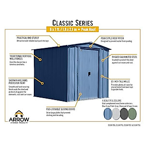 Arrow Sheds 6' x 7' Outdoor Steel Storage Shed, Light Grey