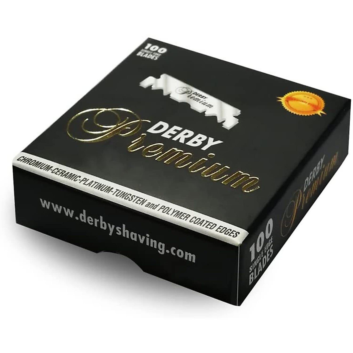 Derby Premium Single Edge Razor Blades, Razor Blades, Single Edge, Ultra Sharp, Chromium - Ceramic - Platinum - Tungsten and Polymer Coated Edges (2)