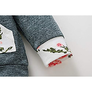 MINKIDFASHION Baby Girls Clothing Sets Flowers Long Sleeve Hoodie Tops Pants Outfit (Gray, 2T-3T)