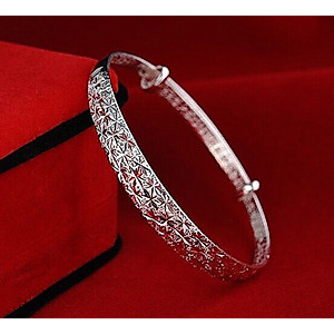 LSDMY Fashion 925 Silver Plated Jewelry Silver Bracelet Bangle For Women Gift (CD)