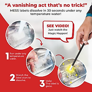 MESS Dissolvable Food Labels -200 Removable Food Container Labels - Blank Labels for Food Containers - Dissolvable Food Labels Stickers - Freezer Labels - Bottle Labels, Jars Food Storage Labels 1x2"