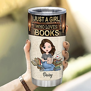 Hyturtle Personalized Book Tumbler Gifts For Women - Birthday Christmas Gifts For Book Lovers - Librarian Gifts - Book Club Gifts - Booktrovert Custom Name 20oz Stainless Steel Travel Tumbler Cup