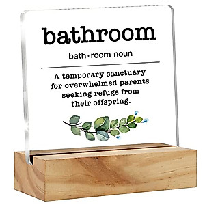 Bathroom Definition Desk Decor Acrylic Desk Sign Bathroom Restroom Toilet Acrylic Plaque Home Office Desk Shelf Decoration 4.7"x4.7"