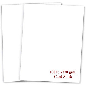 White Cardstock - For School Supplies, Kids Art & Crafts, Invitations, Business Card Printing | Extra Thick 100 lb Card Stock, 8.5 x 11 inch, Heavy Weight Hard Cover Stock (270 gsm) 50 Sheets Per Pack