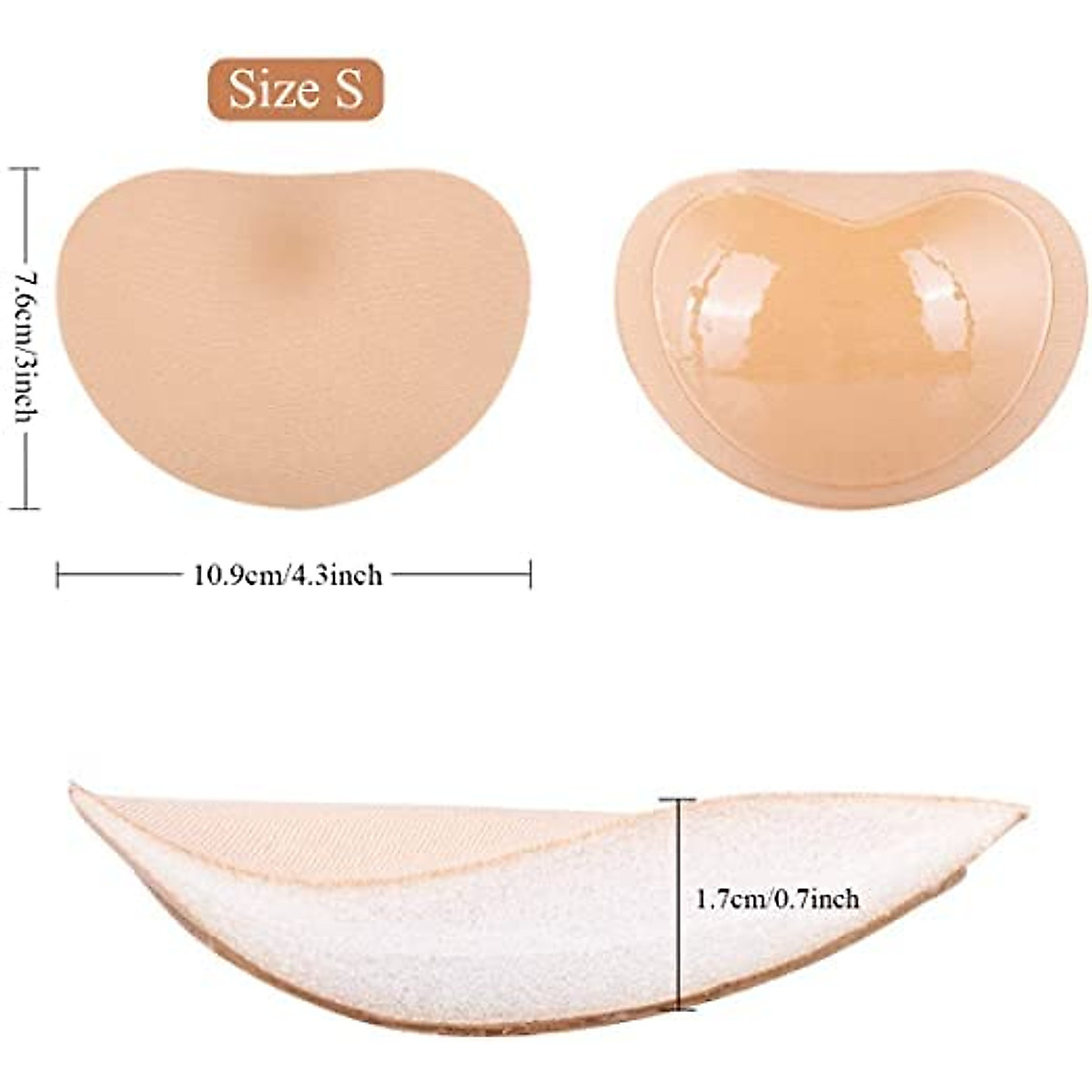 Silicone Bra Inserts Pads Self-Adhesive Bra Enhancer Breathable Push Up Bra Pads Lift Breast Pads (Beige - 3 pairs)