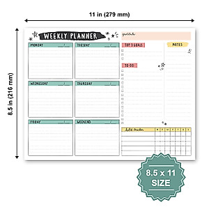 Weekly Planner Notepad - 52 Tear-Off Sheets, 8.5 x 11” Notepad Goal Tracker Organizer with Space for Daily Schedule, To Do List, Notes, and Habit Tracker