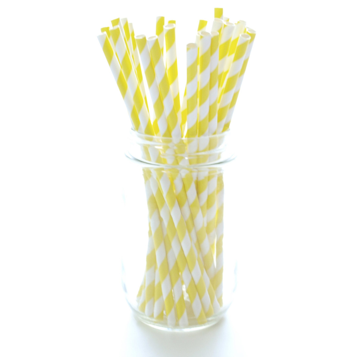 Yellow Wedding Straws, Wholesale Paper Straws, Summer BBQ Party Supplies, Lemonade Drinking Straws (75 Pack) - Yellow Striped, Polka Dot & Chevron Straws