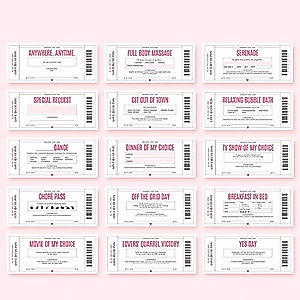 Bliss Collections Love Coupons for Him or Her, Husband, Wife, Boyfriend, Girlfriend or Couples. Unique Romantic Valentines Day, Christmas or Birthday Gift — 15 Unique Cards