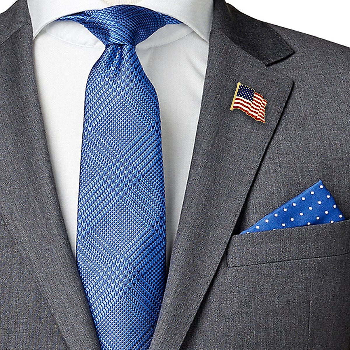 PinMart American Flag Lapel Pin – Made in the USA - Gold Plated Enamel Pin – Patriotic Waving United States Country Pin for Coats, Suit Jackets and Lanyards