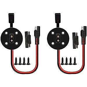 LINGYU Solar Weatherproof SAE Socket Sidewall Port, （2 Pack） 12AWG SAE Cable for Motorcycle Generator Battery Charger and More