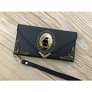 Gothic Crow phone leather wallet case for iPhone X XS XR 11 12 13 14 Pro Max Samsung S23 S22 S21 S20 Ultra S10 S9 Note 20 8 9 10 Plus Dc045