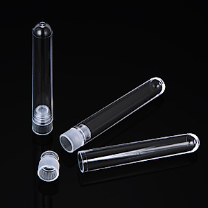 Hicarer 50 Pieces Clear Plastic Test Tubes 12 by 75 mm with Push Caps, 5 ml