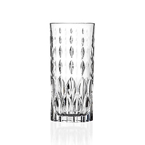 Highball - Glass - Set of 6 - Hiball Glasses - Crystal like Glass - Beautiful Designed - Drinking Tumblers - for Water, Juice, Wine, Beer and Cocktails - 13 oz. - by Barski - Made in Europe