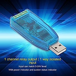 MOS Tube Control Board, DC 5-24V 5A USB Relay Module CH340G PCB USB Intelligent Control Switch 1 Channel for Computer (Relay Module with Housing)
