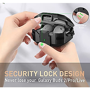 OTOPO Lock Case for Samsung Galaxy Buds 2 Pro/Galaxy Buds 2/Galaxy Buds Pro/Galaxy Buds Live Case with Cleaning Kit Men Women Protective Case Cover for Samsung Earbuds Case - Black