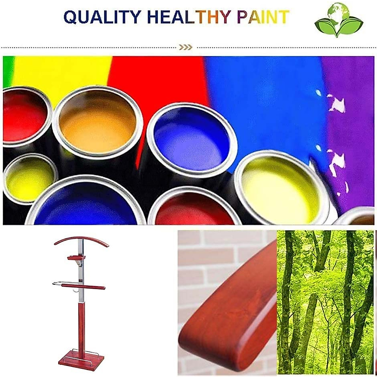 KARMIO Suit Valet Stand with Pant Bar Clothing Valet Rack with Small Tray Wood Freestanding Valet Rack for Women and Men,Used in Entryway Office Living Room