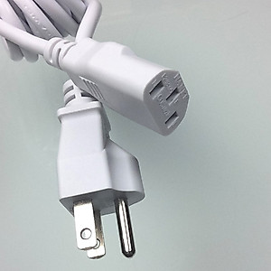 Ipax 10Ft Long White AC Power Cord Cable Pure Copper Wire Core in Retail Pack for Computer PC Plasma TV Printer Monitor AC Adapter