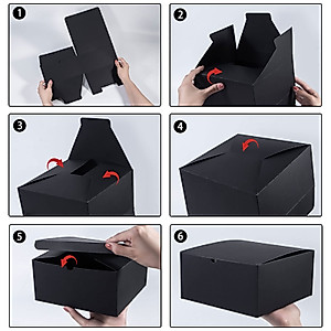 NIGNYA Kraft Gift Boxes with Lid 8x8x4 inches 10 Pack Black Cardboard Paper Gifts Boxes Large Boxes for Presents, Bridesmaid Proposal, Wedding, Birthday