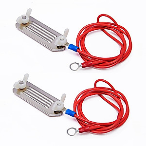 Q'mark Electric Fence Tape Connector, Polytape to Polytape Connector, Polytape to Energizer Connector, with 90 cm Wire - 2 Pack (to Energizer), Silver & Red